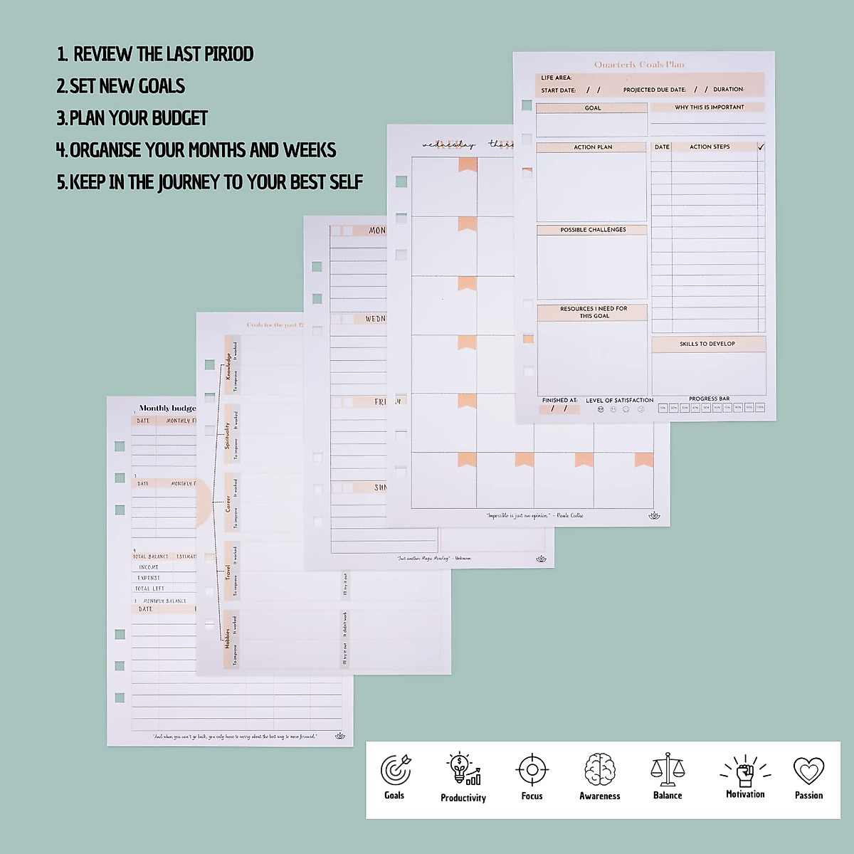 Bossy Girl Journey Goal Planner Refill Sheets