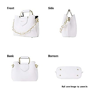 Qiayime women's Fashion shoulder handbags purses PU Leather Top Handle satchel Tote Crossbody Bag (White)
