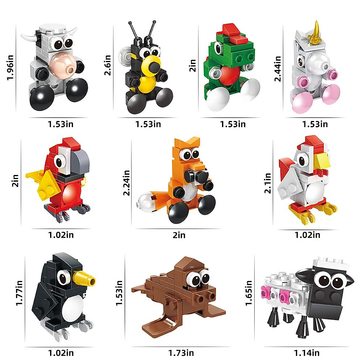 HomeMall Building Blocks Animals 10 in 1 STEM Building Bricks, Animals Toys Learning Set, Party Favors for Kids, Prizes for Kids Classroom, Goodie Bag Fillers (10 PCS Animal)