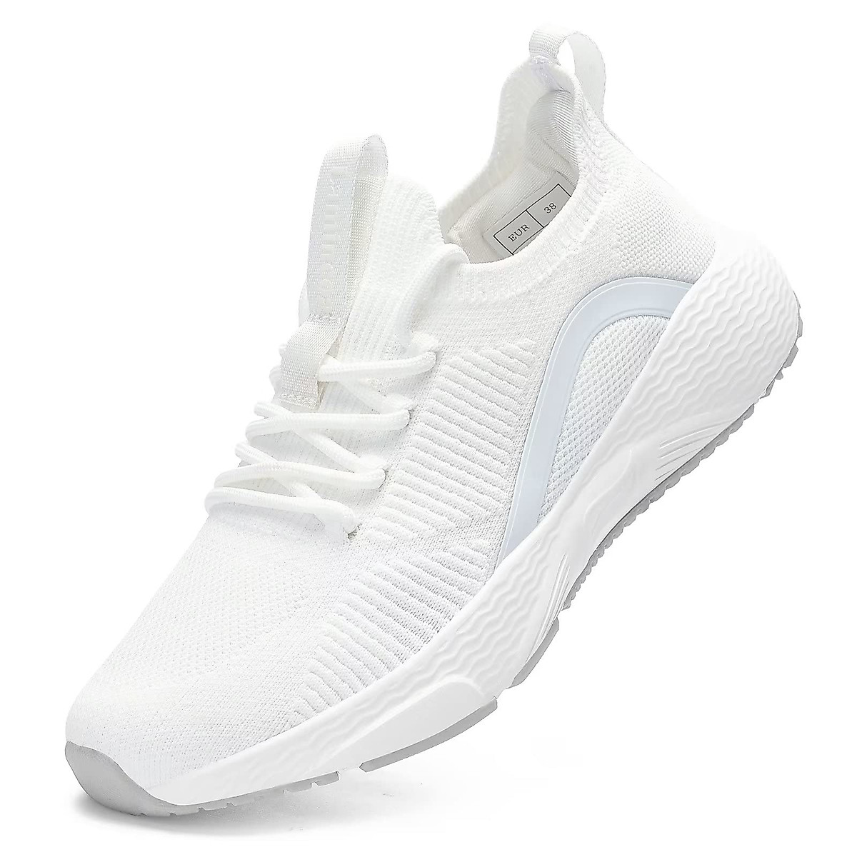 Lamincoa Women's White Running Shoes Walking Sneakers Slip On Breathable Tennis Shoes Memory Foam for Athletic Gym Workout,7