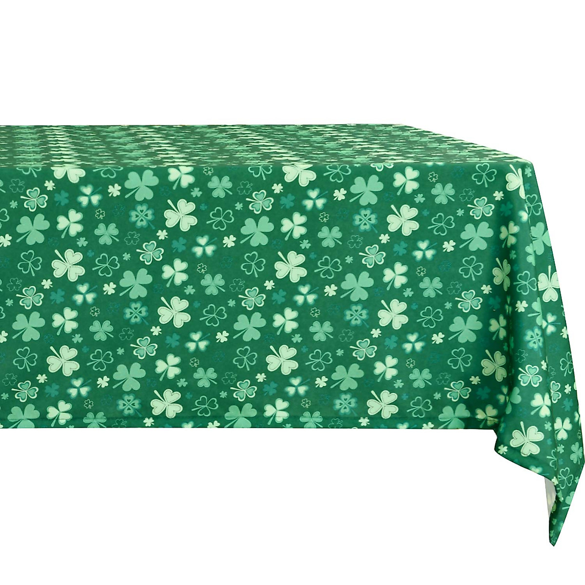 DWCN 60 x 84 Inch St Patrick's Day & Spring Rectangle Tablecloth - Shamrock Patterned Waterproof Spillproof Stain Resistant Washable Table Cloth for Dining Room Kitchen Party, Green Clover