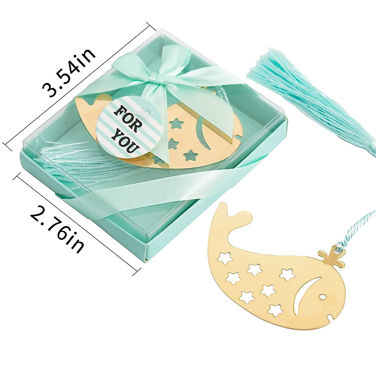 60 Pcs Blue Whale Bookmarks for Baby Shower Favors Mermaid Theme Party Gift Souvenirs for Gueststs (Blue Whale)