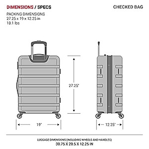 SwissGear 7366 Hardside Expandable Luggage with Spinner Wheels, White, Checked-Large 27-Inch