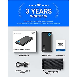 INIU Portable Charger, Slimmest 10000mAh 5V/3A Power Bank, USB C in&out High-Speed Charging Battery Pack, External Phone Powerbank Compatible with iPhone 14 13 12 11 Samsung S22 S21 Google LG iPad etc