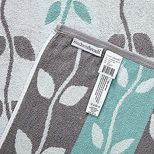 Amrapur Overseas 6-Piece Yarn Dyed Organic Vines Jacquard/Solid Ultra Soft 500GSM 100% Combed Cotton Towel Set [Aqua]