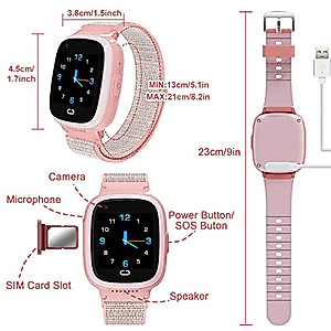 Kids Smart Watch with SIM Card, 4G Kids GPS Watch with Phone Call Text Message WiFi Bluetooth Music Pedometer School Mode Easy-to-Remove Nylon Watch Strap, Wrist Watch for 4-12 Boys Girls