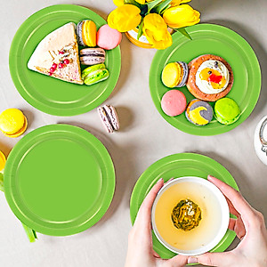 QZYL 50 PCS Disposable Plates Lime Green, 7" Bulk Paper Plates, Dessert Plates Disposable, Heavy Duty Paper Plates, Party Dinnerware for Green Party Theme Wedding Bridal Birthday Party Decorations