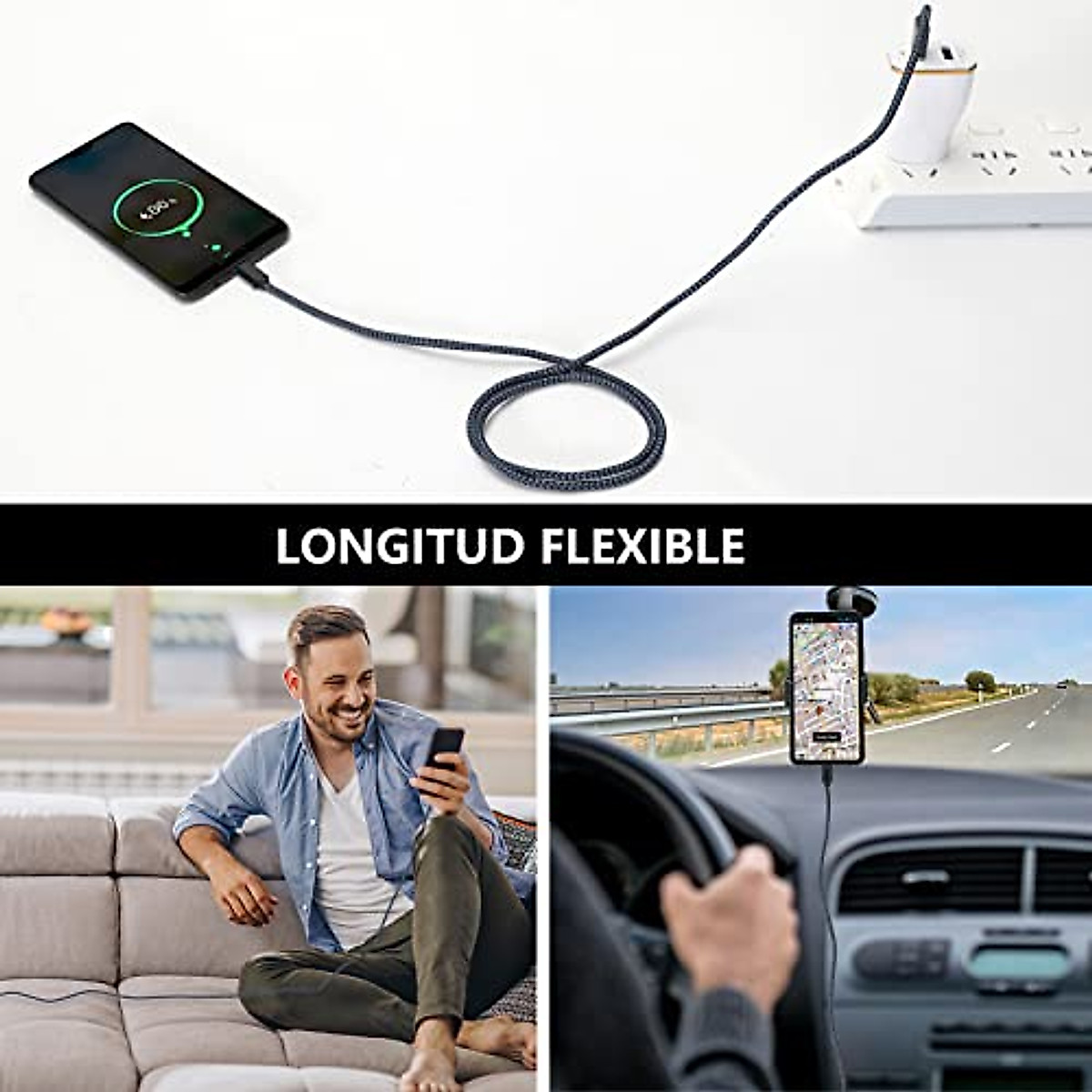 USB C Cable, (3Pack 3+3+6.6ft) Type C Cable Fast Charger Leads USB-C Charging Cable Compatible with Samsung Galaxy S10 /S9+ /S9 /S8 /S8+,Note 9/8,Huawei P30 /P20 /Mate20 /P10,OnePlus