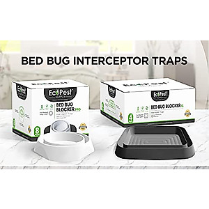 Bed Bug Interceptors – 4 Pack | Bed Bug Blocker (XL) Interceptor Traps (Black) | Extra Large Insect Trap, Monitor, and Detector for Bed Legs