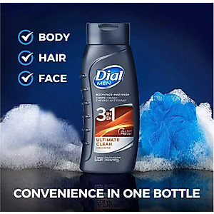 Dial Men Ultimate Clean Hair Body Wash, 16 Ounce, 3 Pack