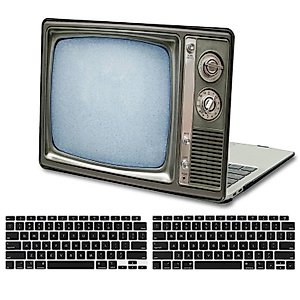 KSK KAISHEK Compatible with Macbook Air 13 inch Case 2018-2021 Release Retina Display Model A2337 M1 A2179 A1932, Plastic Hard Protective Shell & Black Keyboard Cover, Vintage TV