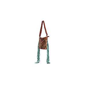 ARIAT Women's Lorelei Calf Hair Tooled Tan Crossbody Bag
