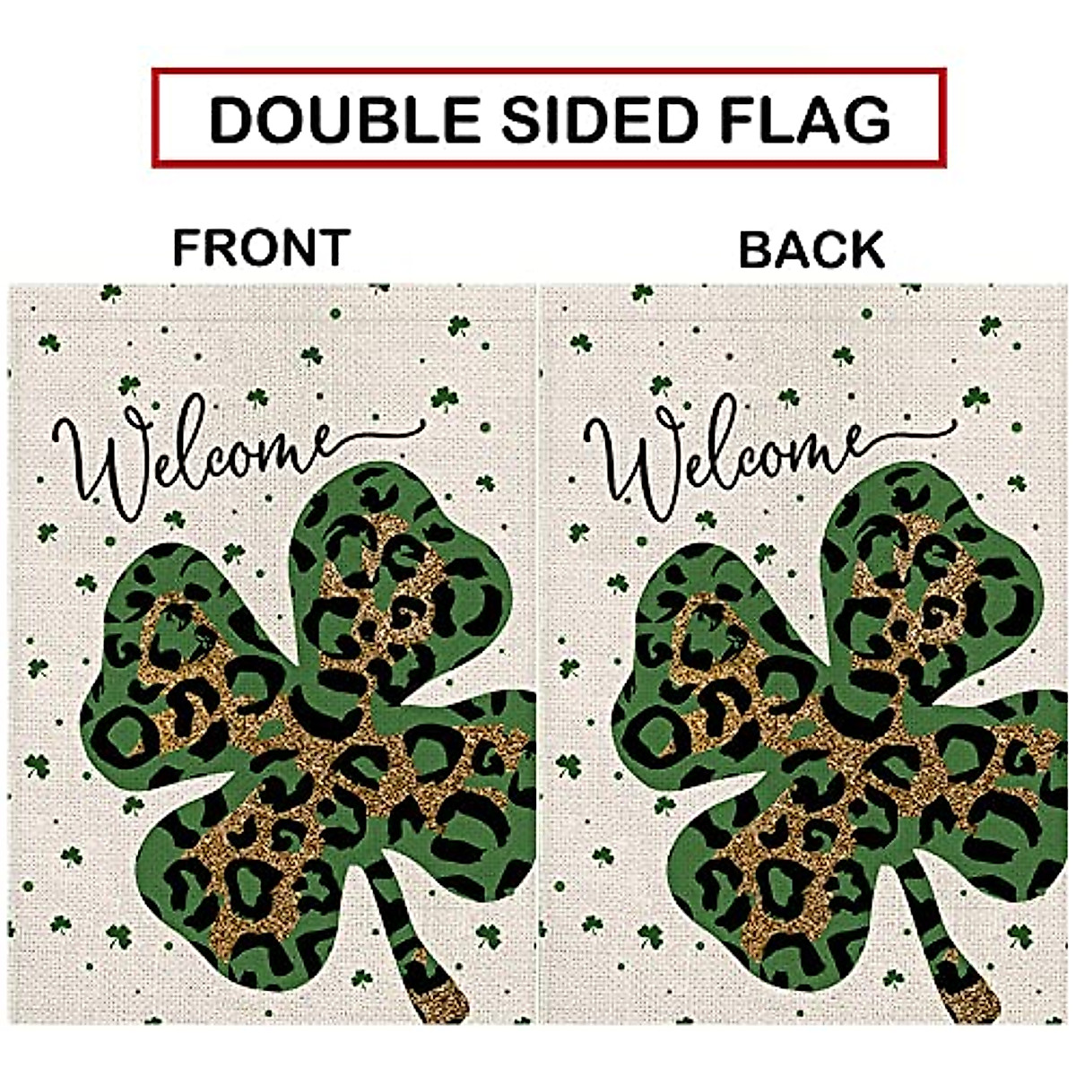 St Patricks Day Garden Flag Leopard Shamrock Welcome Vertical Double Sided Burlap Happy St. Patrick's Day Flags 12.5 x 18 Inch Spring Holiday Farmhouse Yard Outdoor Decor