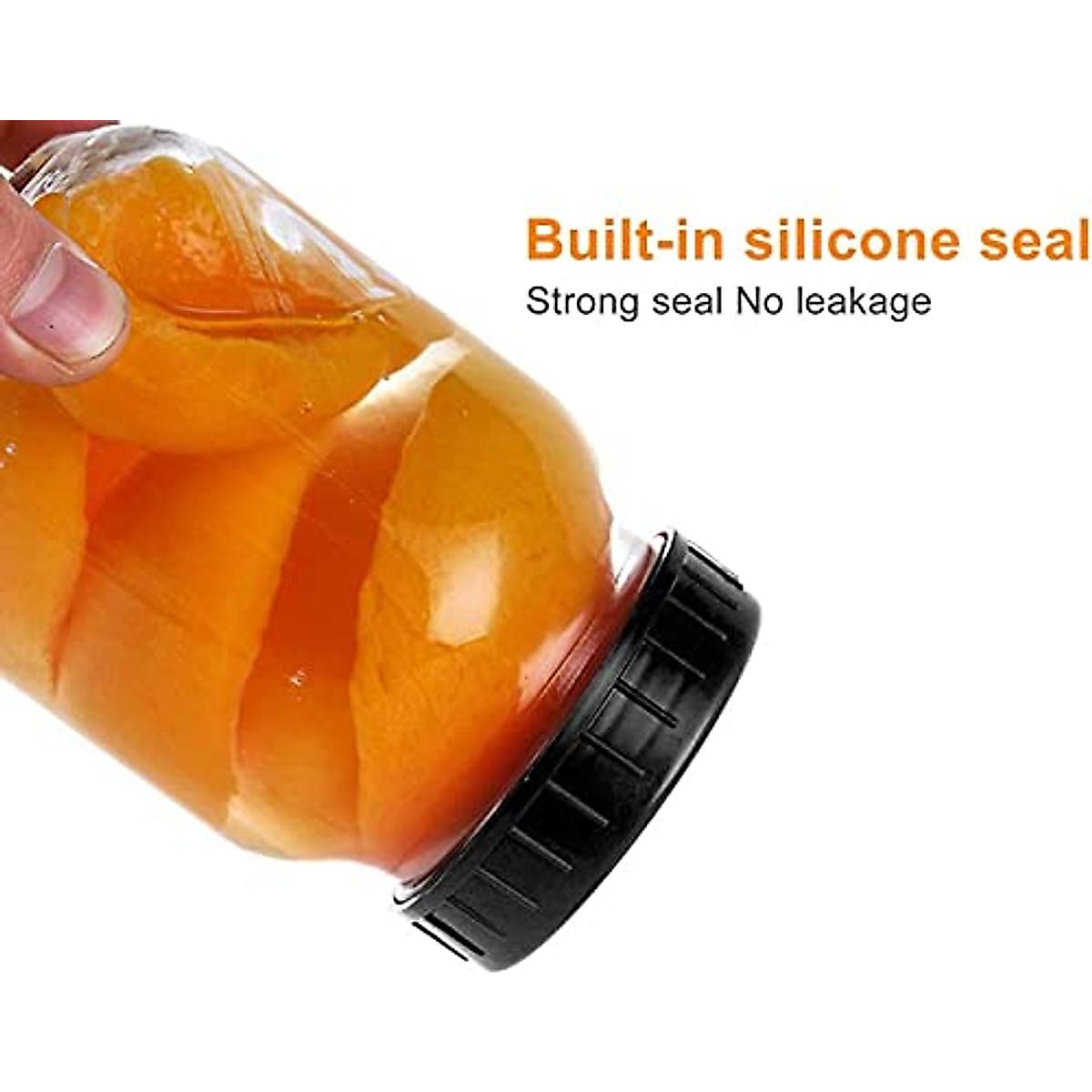 8 Pcs Plastic Mason Jar Lids with Leak-proof Silicone Ring,86mm Reusable Wide Mouth Canning Jar Lids,Plastic Storage Caps for Canning Jars (Black)