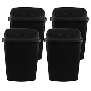 EudokkyNA 4 Pack 18.5 Gallons Large Garbage Bin with Lid, Black Swing Top Trash Can