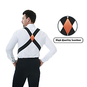 JTCMOJS Mens Suspenders for Men Heavy Duty 2" Black Suspenders Men Adjustable Braces Big and Tall Work Suspenders Side Clip Suspenders with Strong Clips