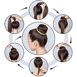 TecUnite 50 3mm Gold Hair Elastic Ties No-metal Small Rubber Bands Thin Hair Ties Ropes Ponytail Holders with 50 Hair Bobby Pins, Hair Accessories for Women (Gold)