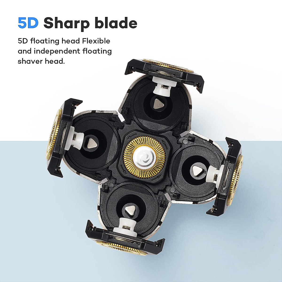 Replacement Head Shavers for Bald Men, 5 and 6 Heads Beard Hair Replacement Blade, Easy to Clean Electric Shaver Fit Your Face and Head Shave for Bald (Gold)