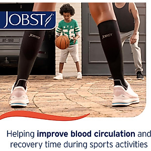 JOBST Unisex Sport Knee High 15-20 mmHg Compression Socks, 1pcs, Black/Cool Black, Medium