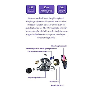BGVP DH5 4DD 1BA Headphones Hybrid in Ear Earphone HiFi DJ Monitor Running Sport Earphone Headset (2.5mm)