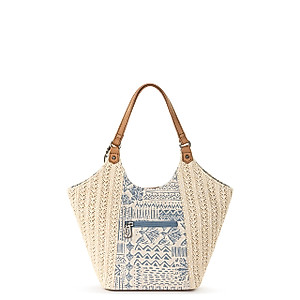 Sakroots Roma Straw Small Shopper, Lake Tribal Beauti