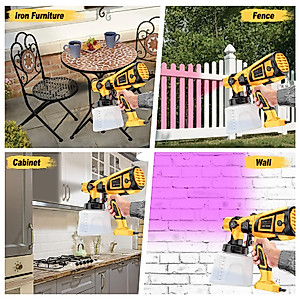Paint Sprayer Tool 1000W High Power Electric Spray Paint Gun Easy to Clean for Furniture Cabinets Fence Walls Door Garden Chairs Paint Tools Yellow