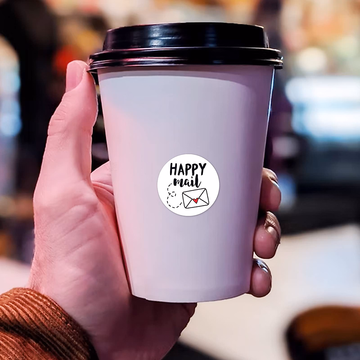 Happy Mail Labels 1 Inch Round 500 Stickers Envelop Seals for Small Business Shipping Packaging Sticker