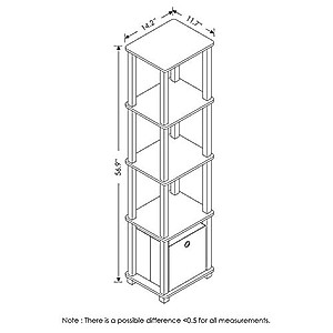 FURINNO TNT No Tools 5-Tier Display Decorative Shelf, French Oak Grey/Black/Black