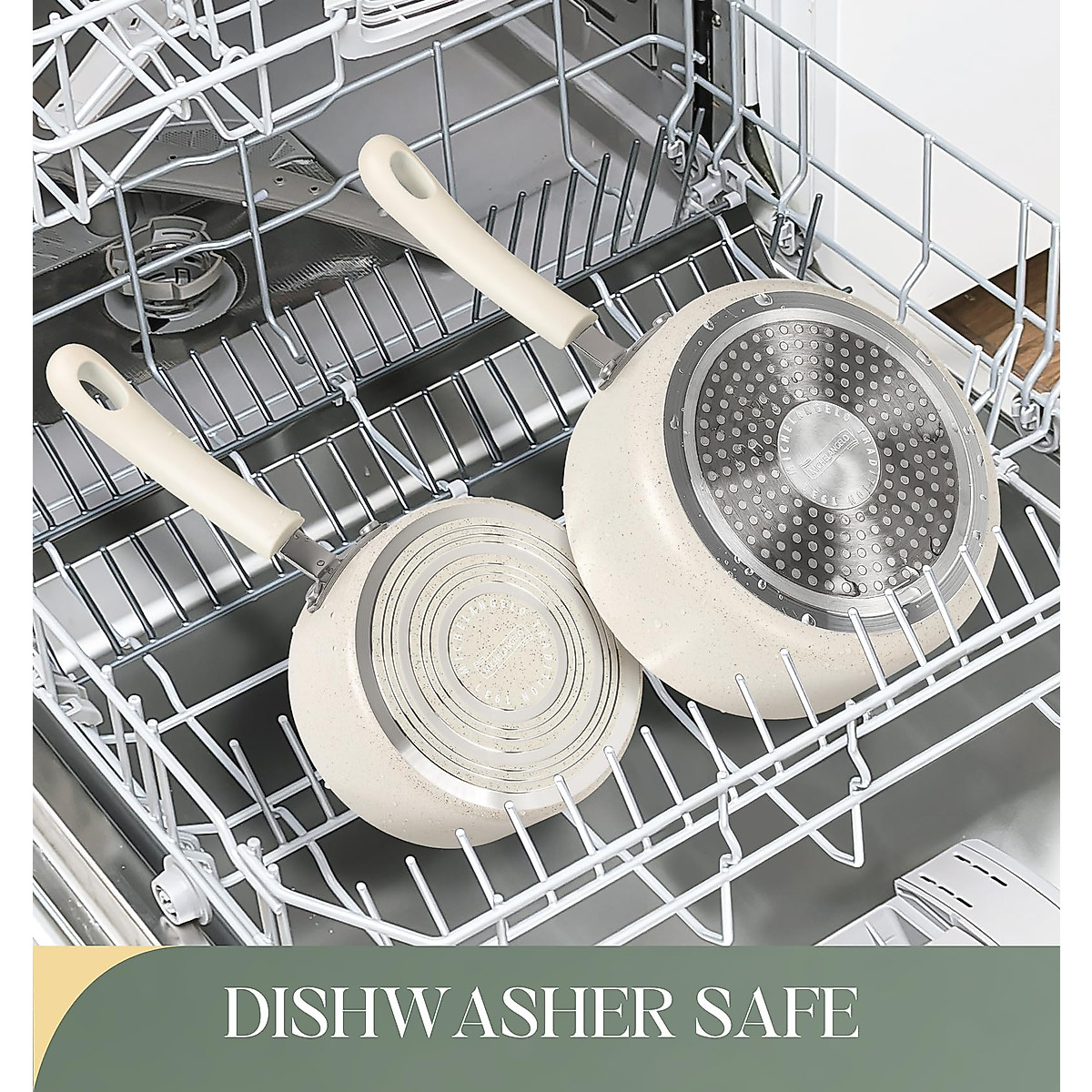 MICHELANGELO Sauce Pan With Lid, Granite Nonstick Saucepans Set, 1QT&2QT&3QT Saucepan With Lid, Multipurpose Cooking Pots, White