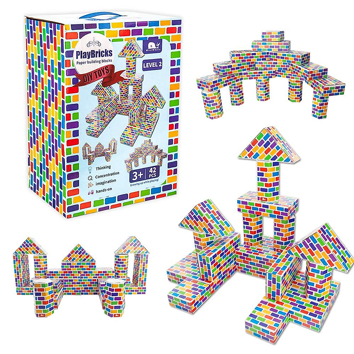 Deluxe Jumbo Cardboard Blocks 42-Pack Extra-Thick Cardboard Building Blocks Mini Whale Paper Brick Toy