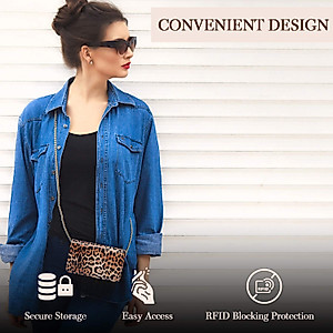 Daisy Rose Cross Body Bag - RFID Blocking with Credit Card Slots Clutch - PU Vegan Leather - Leopard