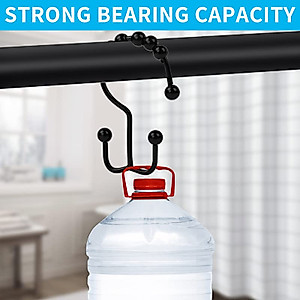 HAOBAOBEI Shower Curtain Rings Hooks, 12 Pack Bathroom Double Curtain Hooks for Christmas Shower Curtain Liner, Metal Rust-Resistant Roller Ball Sliding Hooks for Bathroom Shower Curtains Rods (Black)