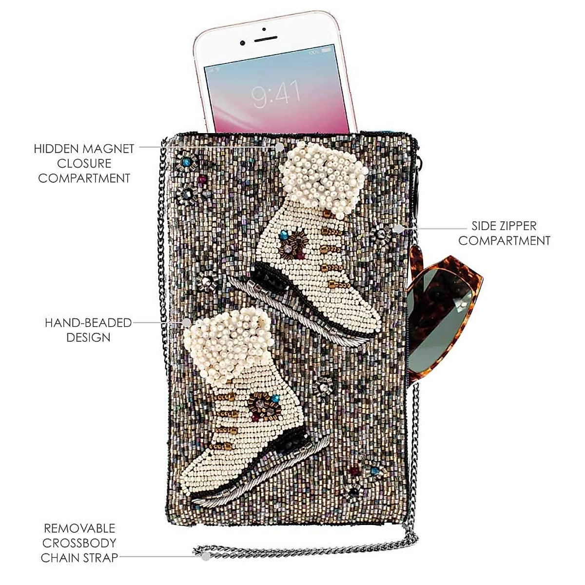 Mary Frances Cheap Skate Beaded Crossbody Phone Bag, Multi