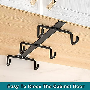 ECROCY Mug Holder Under Cabinet, 2pcs Mug Organizer for Kitchen Cabinet with Extra Large Hook Distance, Fit for 1 Inch Thickness Flat Buttom Cabinet Without Any Lip