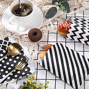 400 Pcs 5 x 7 Inch Paper Treat Bag Black and White Candy Bags Disposable Flat Paper Small Cookie Buffet Snack Packaging for Baked Goods Wedding Food Sandwich