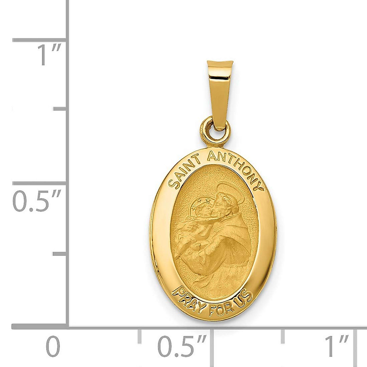 Jewelry Stores Network Hollow Saint Anthony Pray For Us Words on Oval Pendant in Real 14k Yellow Gold 16x11mm