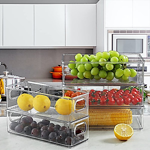Refrigerator Organizer Bins with Lids, 9 Pack Plastic Freezer Organizer Bins for Fridge, Kitchen, Cabinets - Clear Pantry Organization and Storage Bins Fridge Organizers by GOLIYEAN