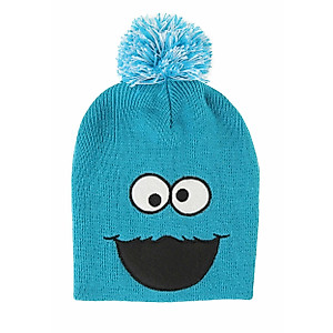 FUN.COM Cookie Monster Pom Winter Hat Standard Blue