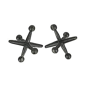 Retro Matte Grey Cast Iron Giant Jack Decorative Bookends - Table Sculptures - Door Stops 3.75 Inches Long