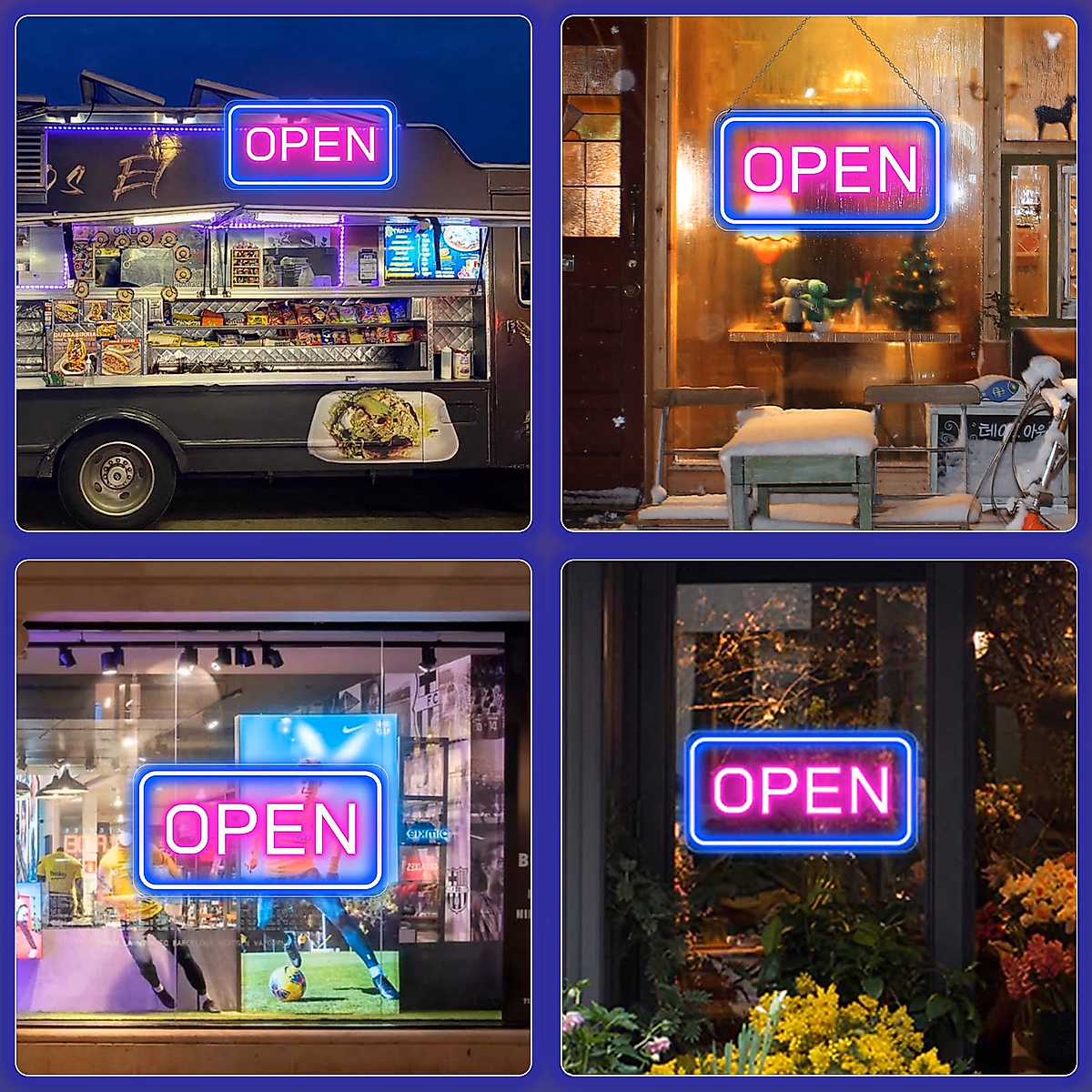 VEIOPGAB Neon Open Signs for Business, 16''x 9'' LED Open Sign, Super Bright Open Neon Sign (Blue&Pink), with ON/OFF Switch & Adapter, Neon Light Up Sign for Window Party Wall Bars Coffee Club Hotel