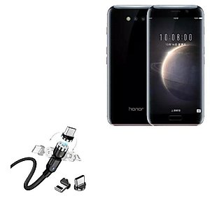 BoxWave Cable Compatible with Honor Magic - MagnetoSnap AllCharge Cable, Magnet Charging Cable USB Type-C Micro USB for Honor Magic - Jet Black