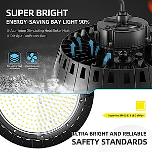 CoolRat High Bay Led Shop Lights, 240W 38,400LM 5000K UFO Led Hight Bay Light, Led High Bay Light for Commercial Industrial Warehouse Shop Factory Barn Garage Area Lighting Fixture