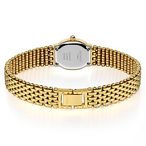 BERNY Gold Watches for Women Vintage Bracelet Wrist Watch Luxury Small Ladies Oval Quartz Watch with Tools Included(White Dial)