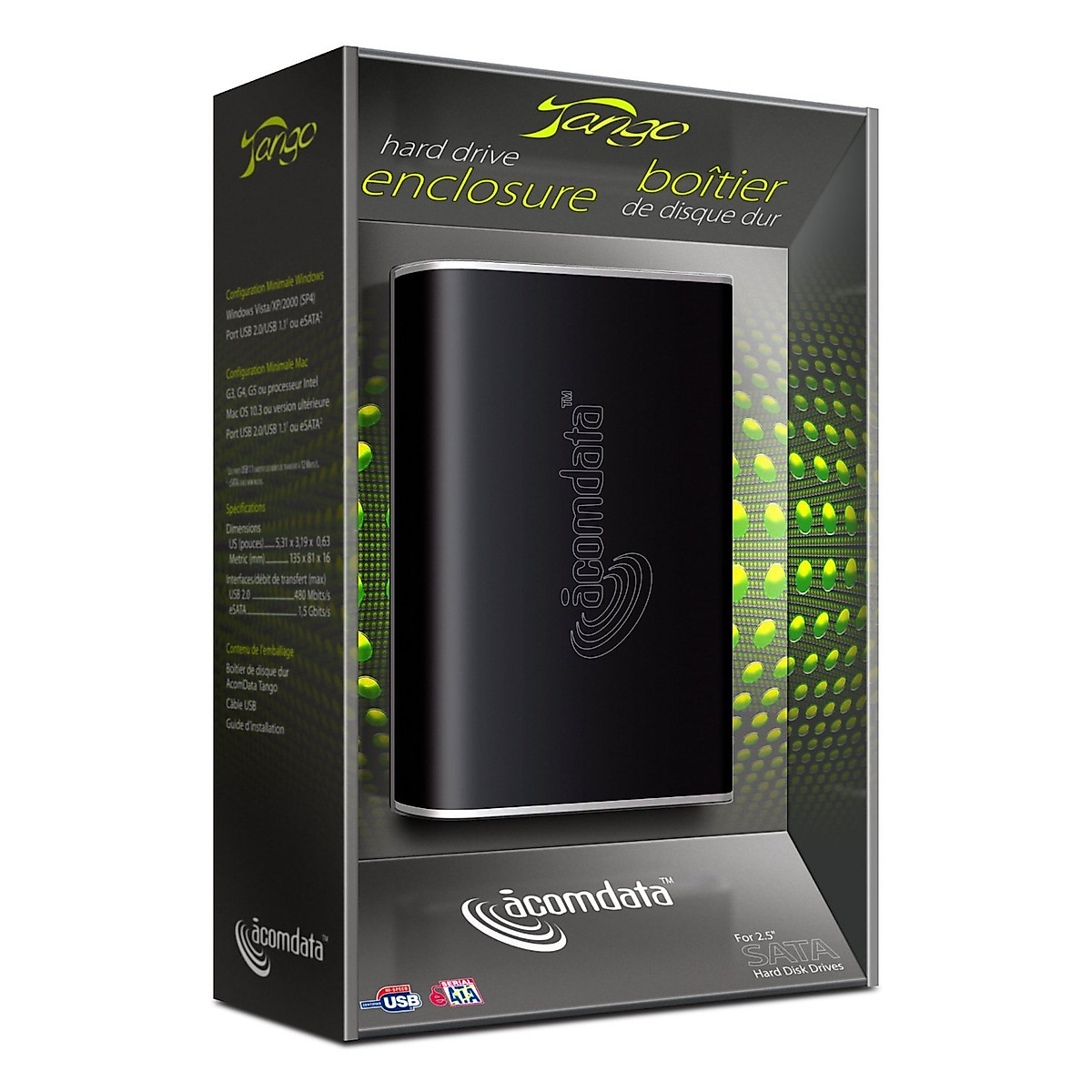 Acomdata Tango USB 2.0/eSATA 2.5-Inch SATA Hard Drive Enclosure TNGXXXUSE-BLU (Blue)