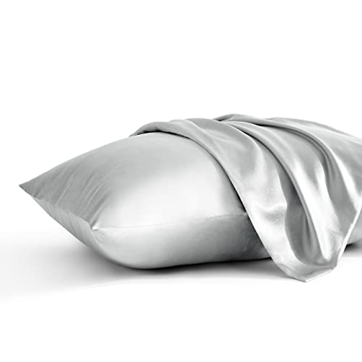 BEDSUM 2 Pack Silk Satin Toddler Pillowcases, Luxury Silky Travel Envelope Closure Pillow Cases for Baby Boys and Girls, 14x20 Inches, Silver Grey