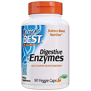 Doctor's Best Digestive Enzymes Non-GMO Vegetarian Gluten Free, 90 Veggie Caps