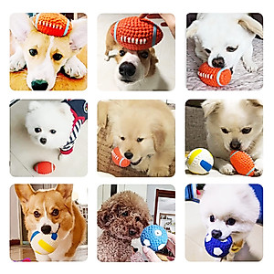 Dog Squeaky Ball for Dogs,Squeaky Dog Ball Squeaky Dog Toys Interactive chew Sound Fetch Play Dog Squeaky Toys for Small Dogs or Cats, Soccer Ball Volleyball Rugby Ball (Sports Balls-4 Pieces)