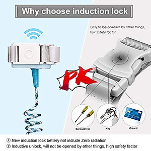 Toddler Leash Safety Harness with Induction Lock, Reflective Anti Lost Wrist Link Walking Belt Straps for Toddlers, Babies, Kids, Wrist Band for Outdoor Activities, Shopping (Blue, 2m)