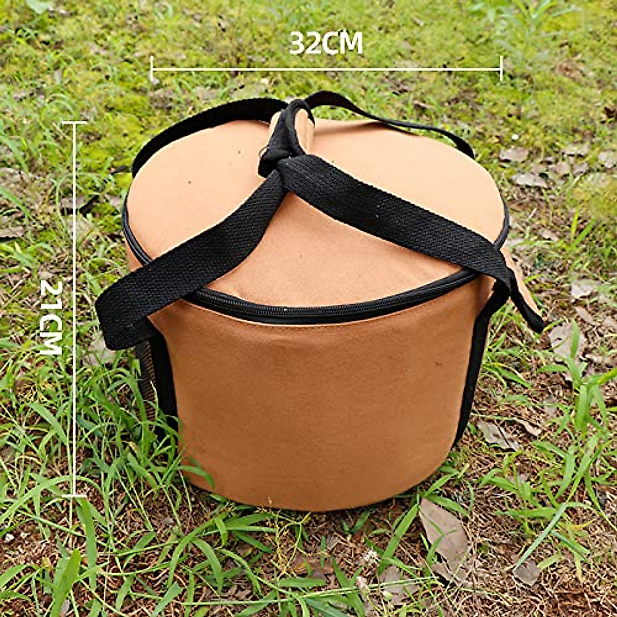 Gojiny Insulated Round Thermal Casserole Food Carrier Outdoor Round Cookware Storage Bag with Zippered Waterproof Canvas Organizer Carrying Bag with Handles for Amping Cookware Other Sundries