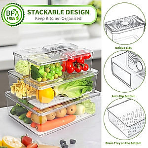 14 Pack Fridge Organizers Bins and Storage, PBA Free Refrigerator Organizer Bins with Lids, Stackable Food Storage Organizer Bins for Kitchen, Countertops, Cabinets, Fridge, Drinks, Fruits, Vegetable